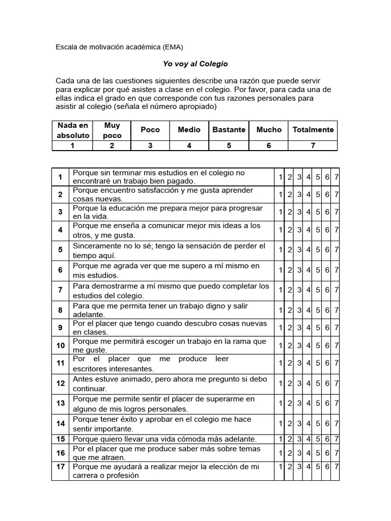 Cuestionario EMA | PDF