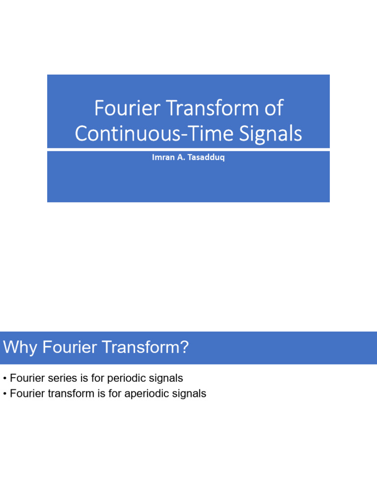 4 CT Fourier Transform | PDF | Fourier Transform | Mathematical Objects