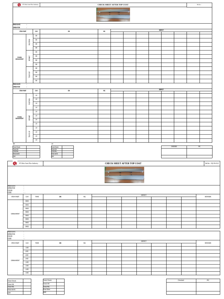 Top Coat Check Sheet Template | PDF | Pathology | Anatomy