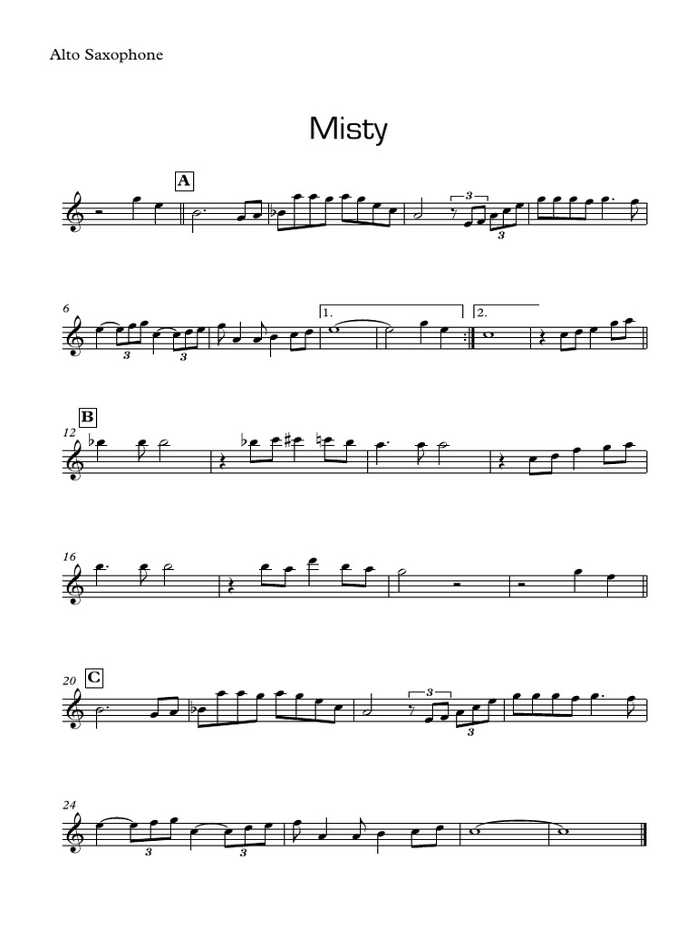 Misty - Alto Saxophone | PDF