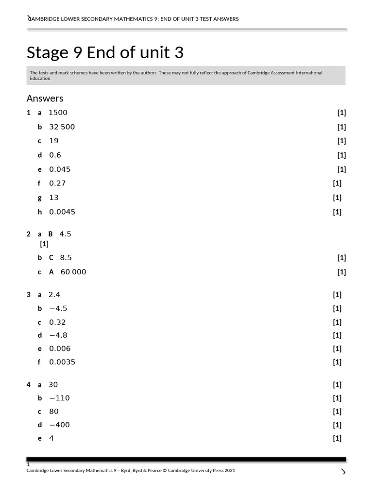 Unit 3 End-Of-Unit Test Answers | PDF | Student Assessment And ...