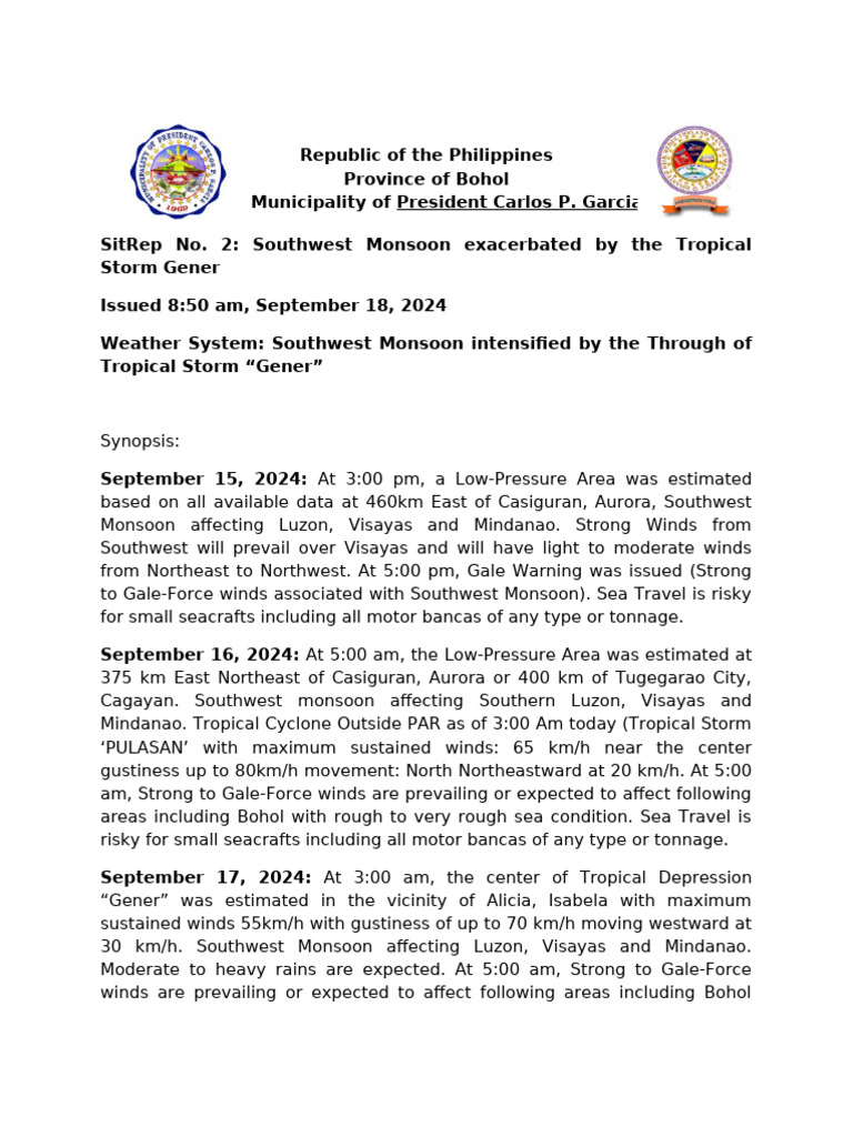 SitRep 2 Typhoon | PDF | Tropical Cyclones | Wound