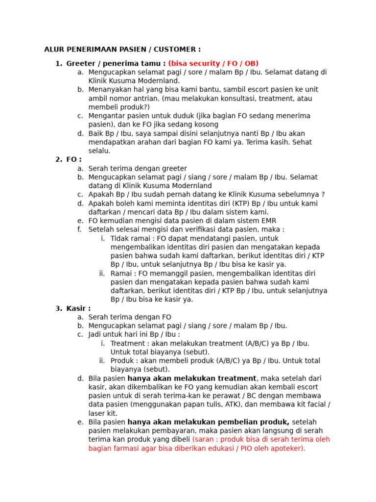 Alur Penerimaan Pasien | PDF