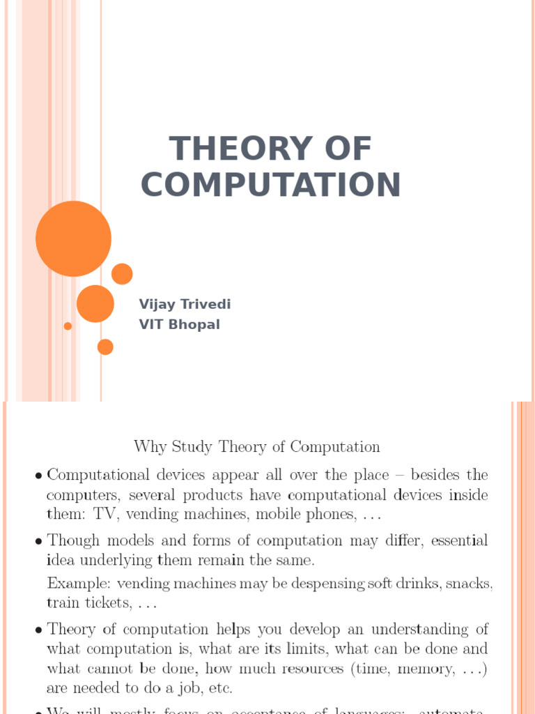 1.TOC Introduction | PDF | Automata Theory | Theory Of Computation