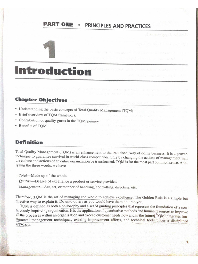 Total Quality Management Unit 1 - Introduction | PDF