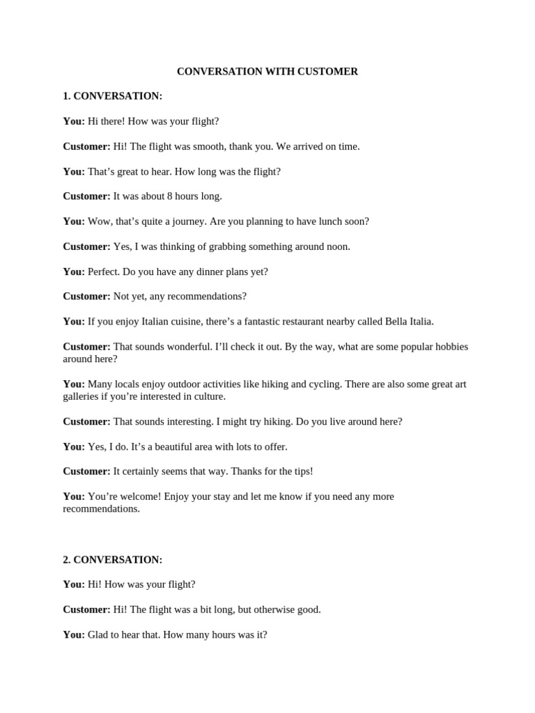 Conversation With Customer | PDF | Foreign Language Studies