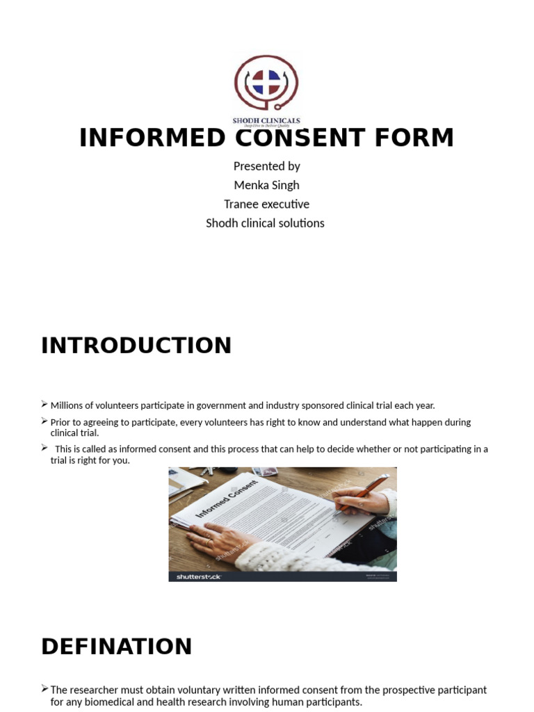 Informed Consent Form PPT - Shrt. | PDF | Informed Consent | Consent