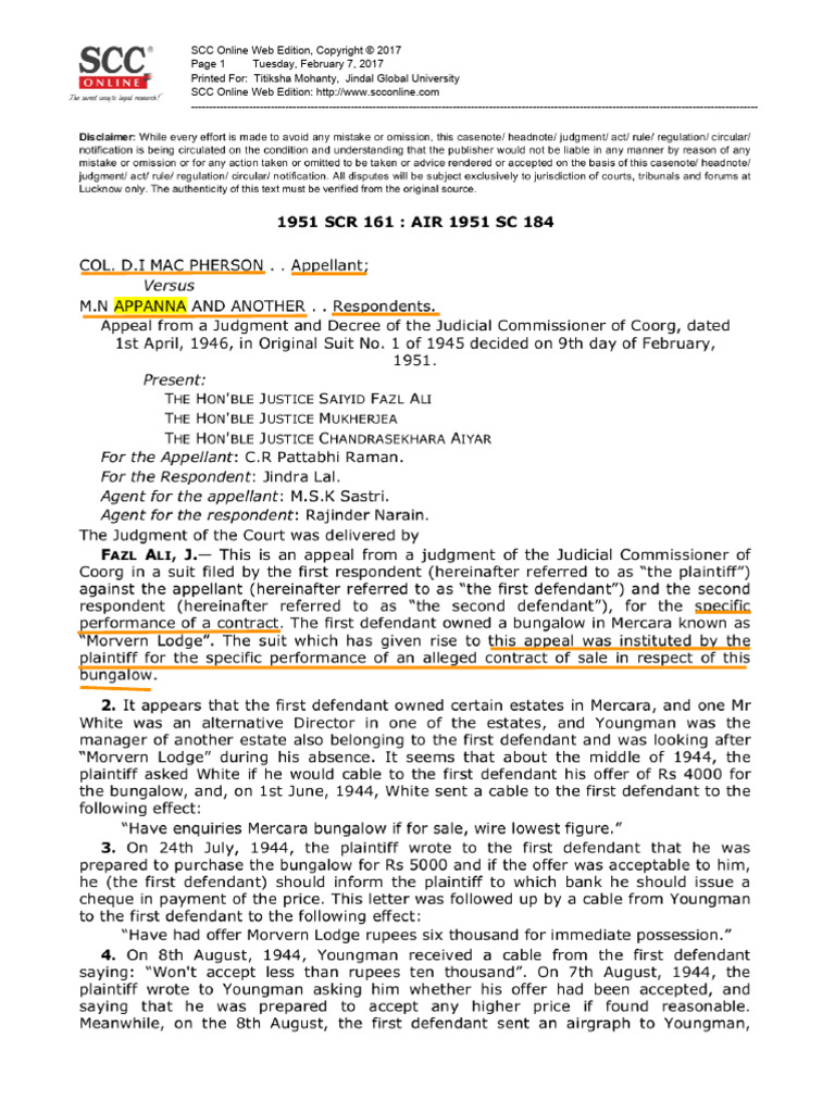 MacPherson V Appanna | PDF