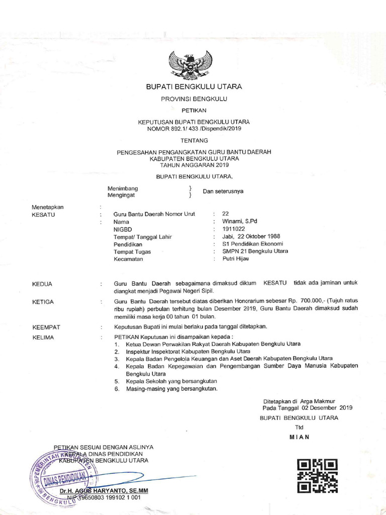 Winarni - SK 2019-2022 | PDF