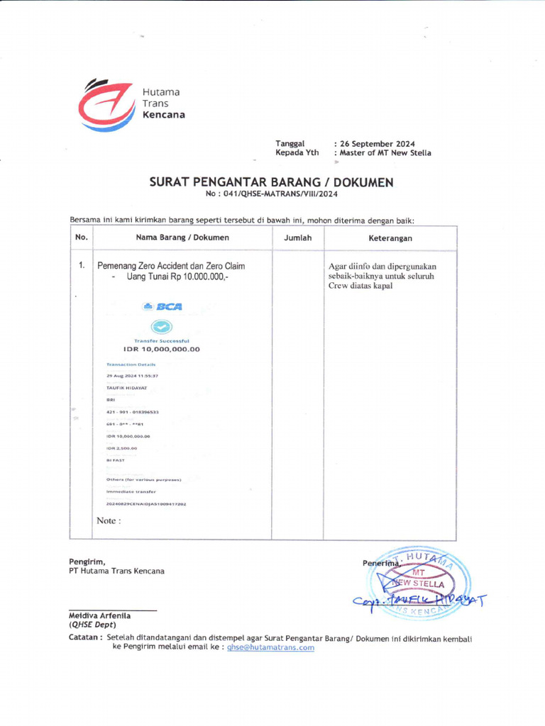 Surat Pengantar Barang | PDF