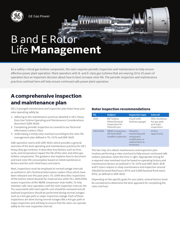 B and E Class Rotor Life Management | PDF | Turbine | Gas Turbine