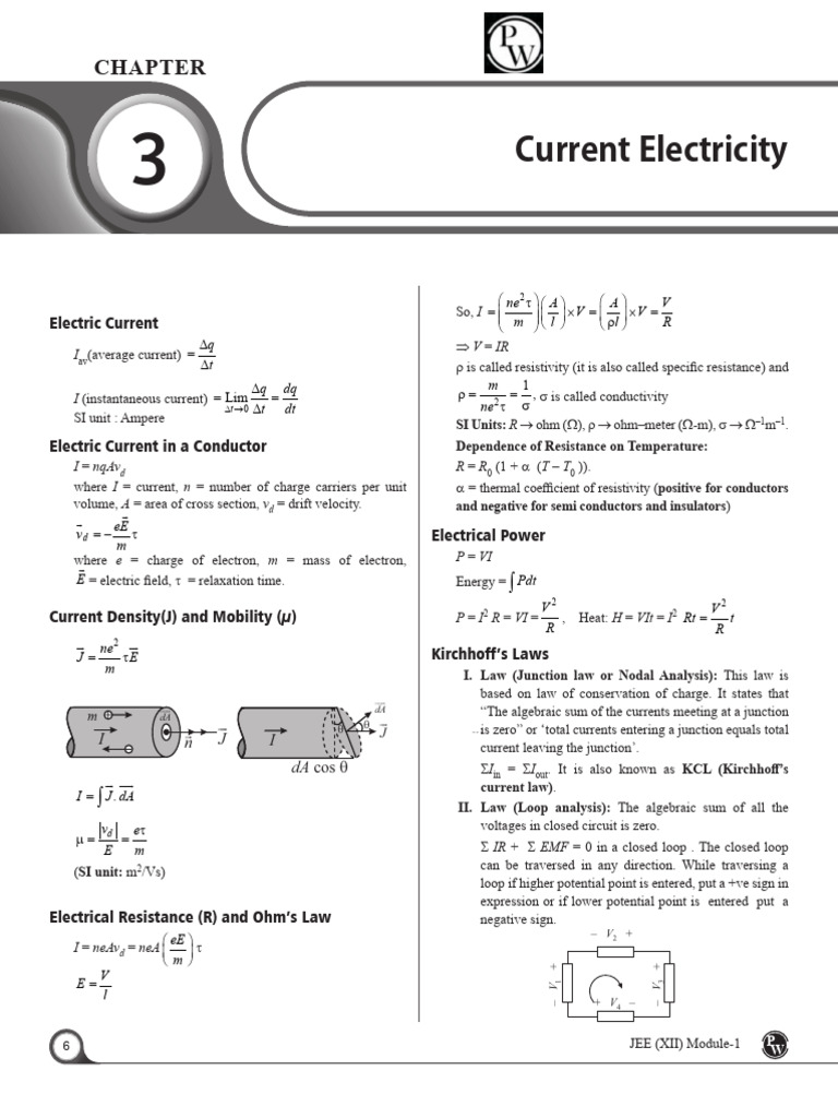 JEE XII: Current Electricity Guide | PDF | Electrical Resistivity And Conductivity | Physical ...