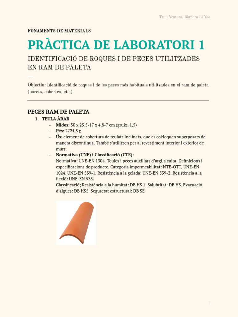 Pràctica de laboriatori 1 - Materials | PDF