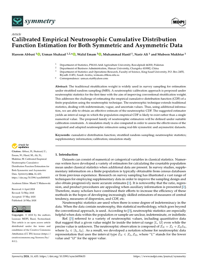 Calibrated Empirical Neutrosophic Cumulative Distribution Function Estimation For Both Symmetric ...