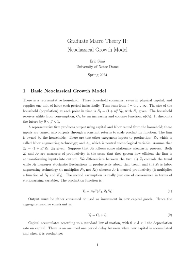 Neoclassical Growth Model Overview | PDF | Economic Equilibrium ...
