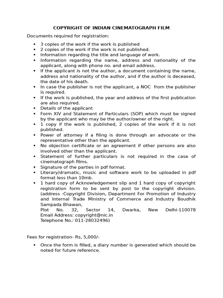 Checklist For Cinematograph Film | PDF