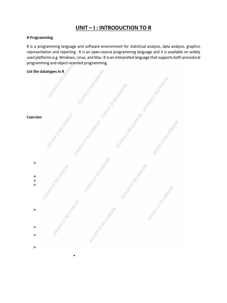 R NOTES | PDF | Control Flow | Data Type R NOTES | PDF | Control Flow | Data Type