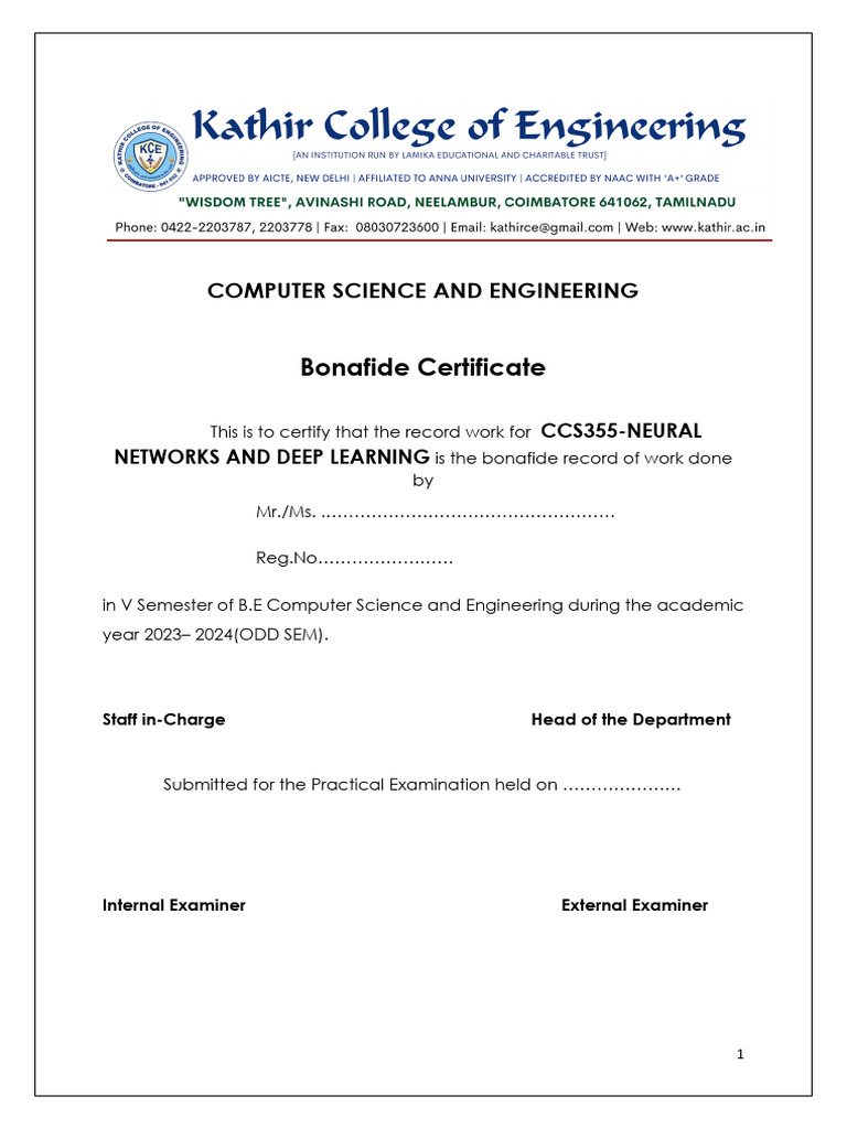 CCS355 Neural Networks and Deep Learning Lab Manual | PDF | Artificial ...