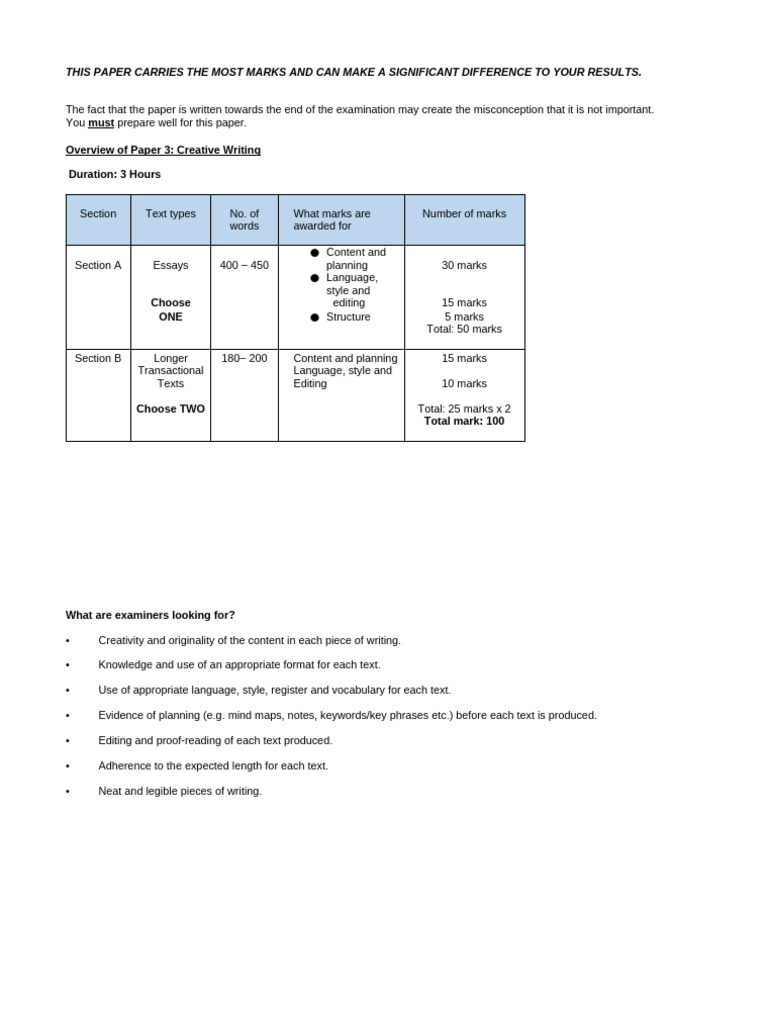 Exam Tips for Creative Writing | PDF | Essays | Learning