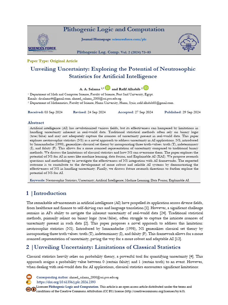 Unveiling Uncertainty: Exploring The Potential of Neutrosophic Statistics For Artificial ...