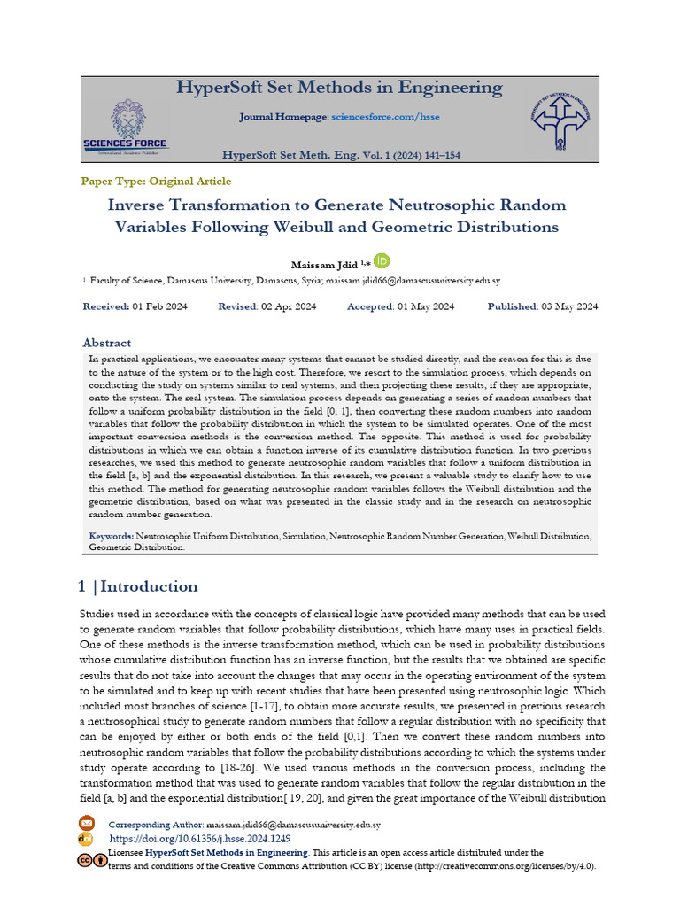 Inverse Transformation to Generate Neutrosophic Random Variables ... Inverse Transformation to Generate Neutrosophic Random Variables ...