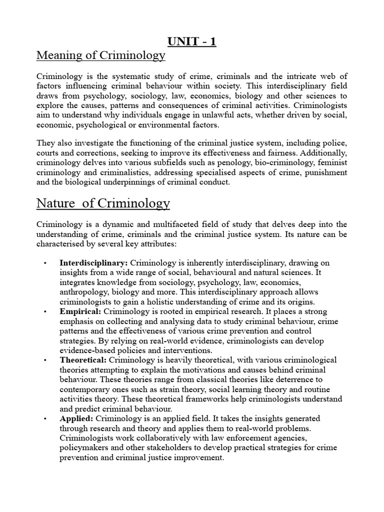 Criminology Notes | PDF | Criminology | Crimes