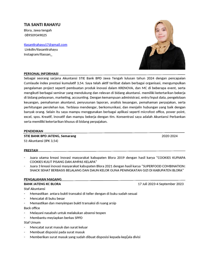 CV Tia Santi Rahayu | PDF