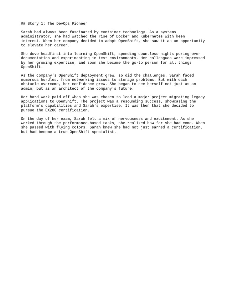 ## Story 1 The DevOps Pioneer | PDF | Computers