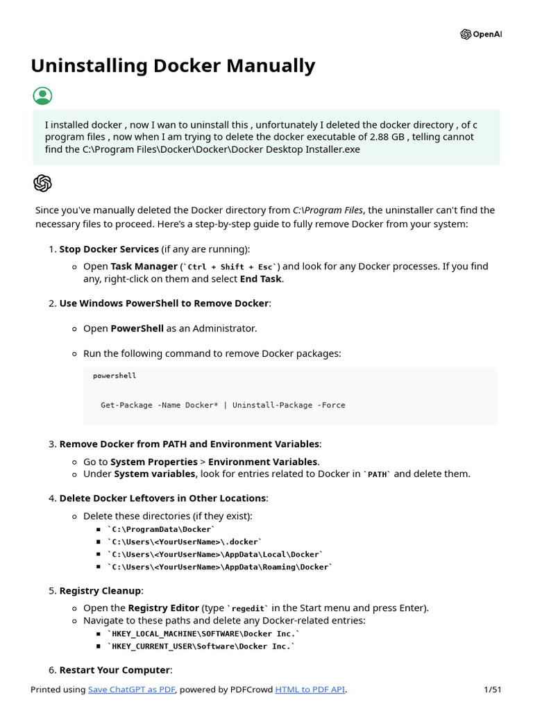 Uninstalling Docker Manually | PDF