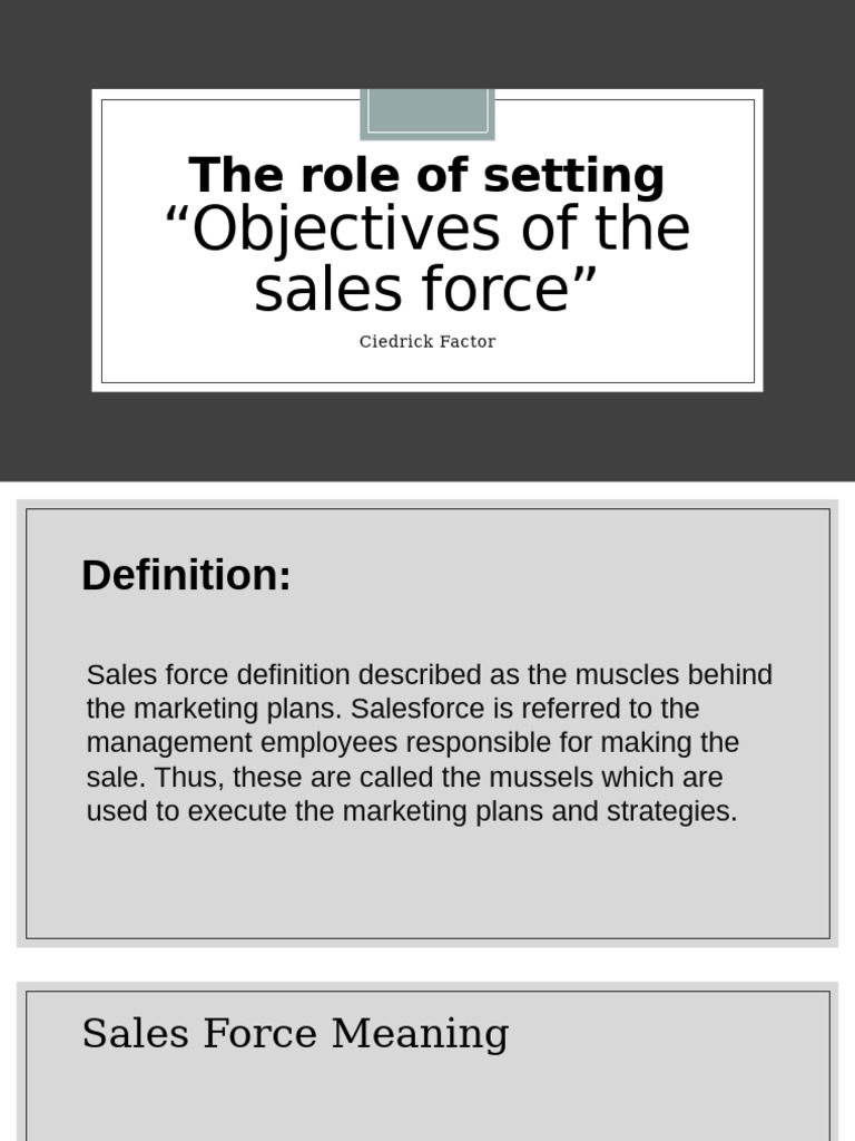 Objectives of Sales Force Management | PDF | Sales | Marketing
