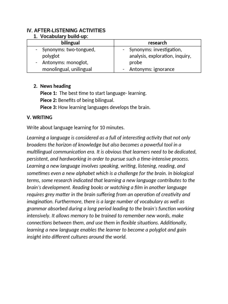 homework b1 | PDF | Multilingualism | Linguistics