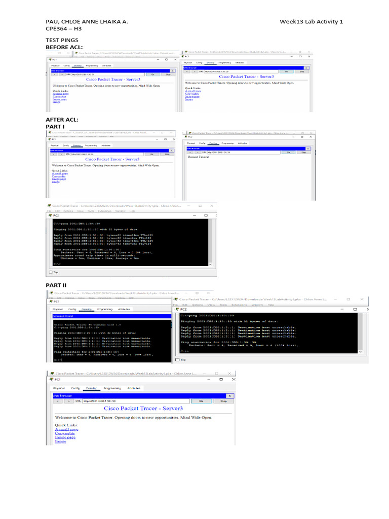 CPE364 Week 13 Lab: Router Configurations | PDF