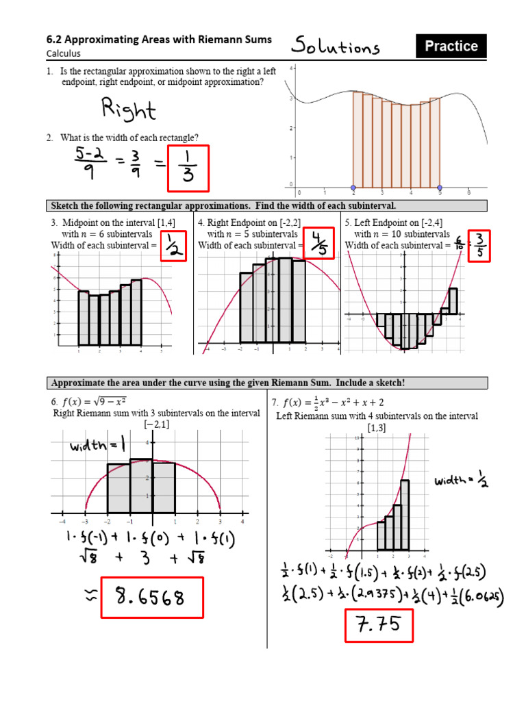 Riemann Sums for Area Approximation | PDF | Interval (Mathematics) | Mathematics