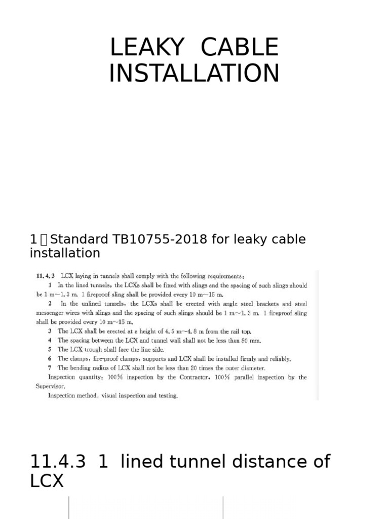 Leaky Cable Installation Standards Guide | PDF