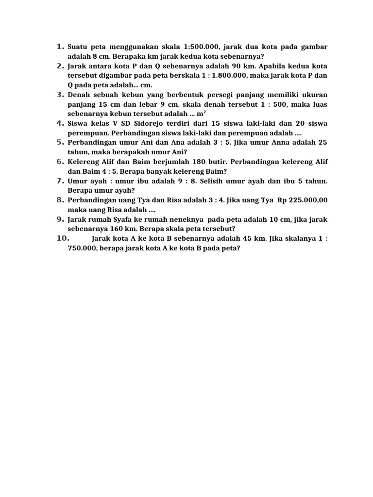 Soal Perbandingan Dan Skala | PDF