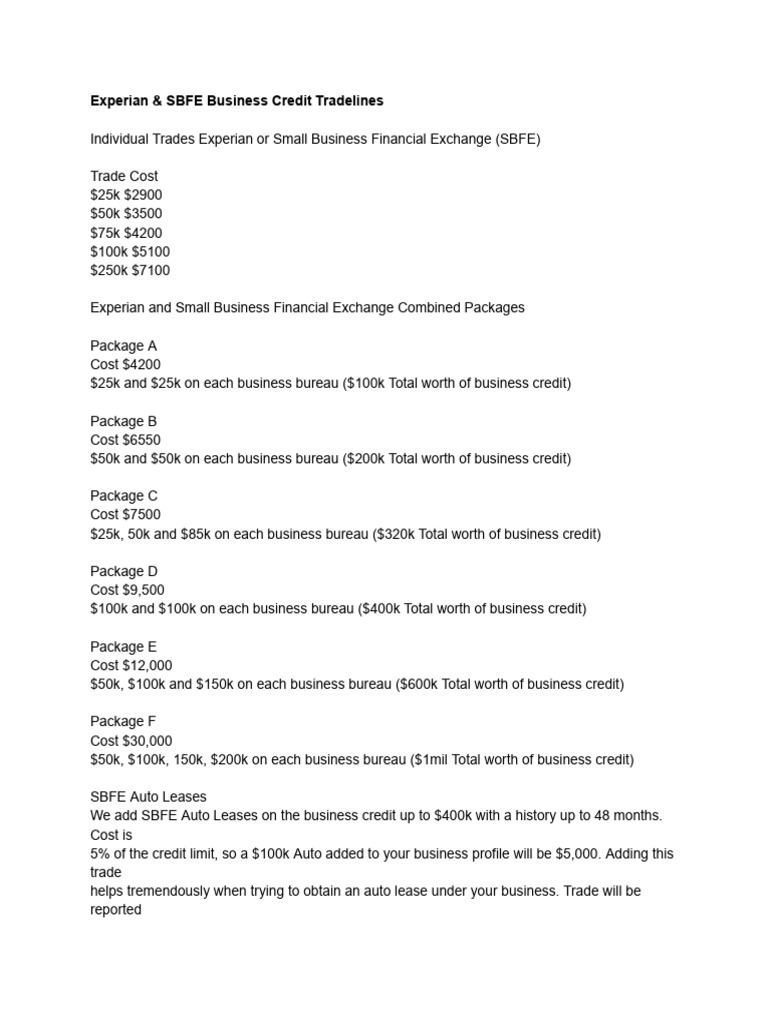 Business Credit Tradelines | PDF | Service Industries | Money