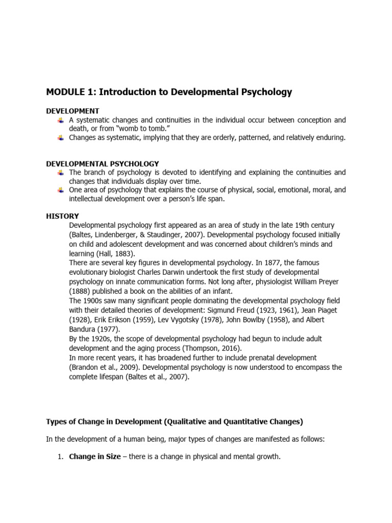 Devpsych Readings Module 1 | PDF | Developmental Psychology | Attention ...