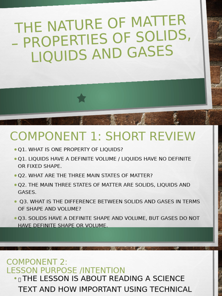 Properties of Matter: Solids, Liquids, Gases | PDF