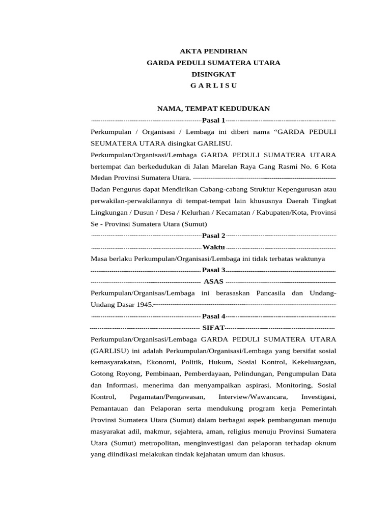 AKTA PENDIRIAN Garda | PDF