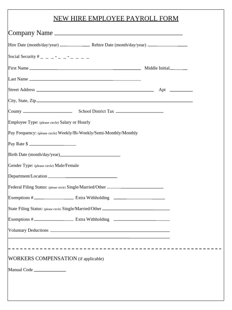 New Hire Payroll Information Form | PDF