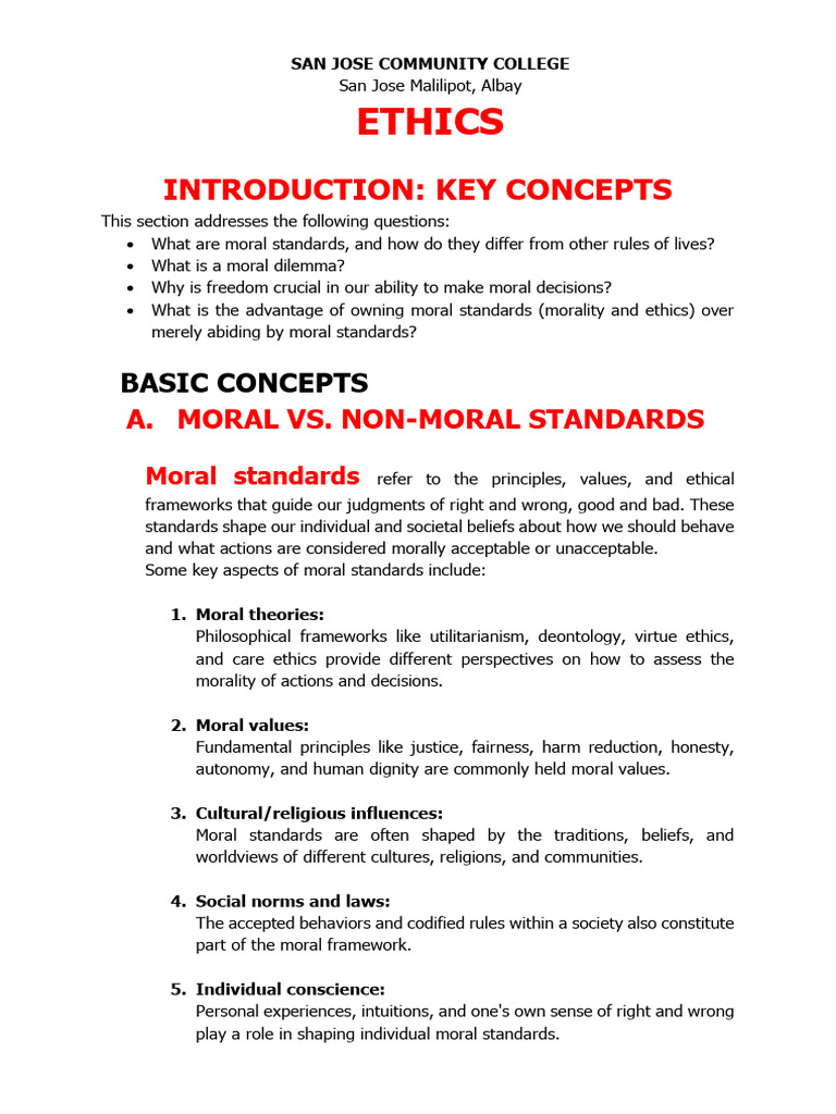 Article 1 Introduction Basic Concepts In Ethics Pdf Morality Free Will