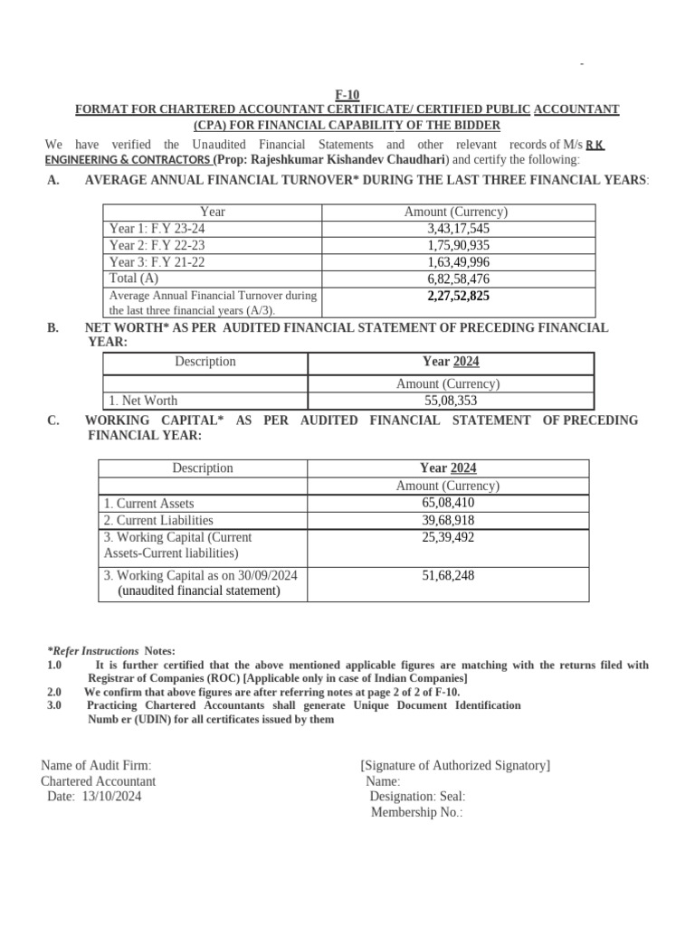Financial Capacity Certificate Template | PDF | Accountant | Financial ...