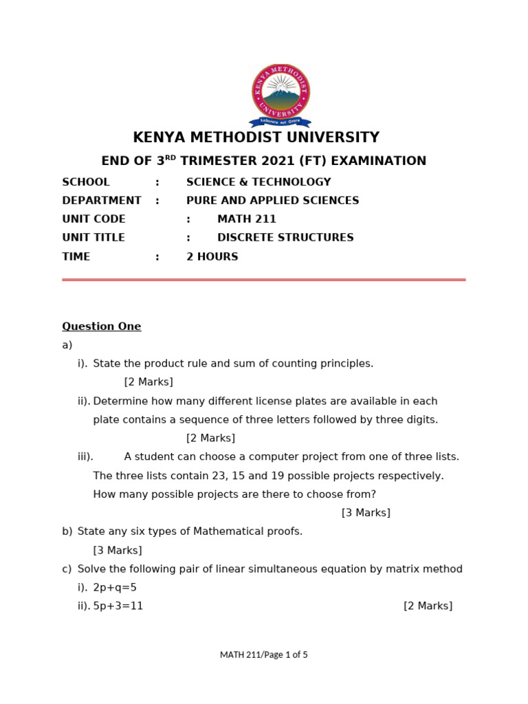 Math 211 - Discrete Structures | PDF | Mathematics | Mathematical Proof