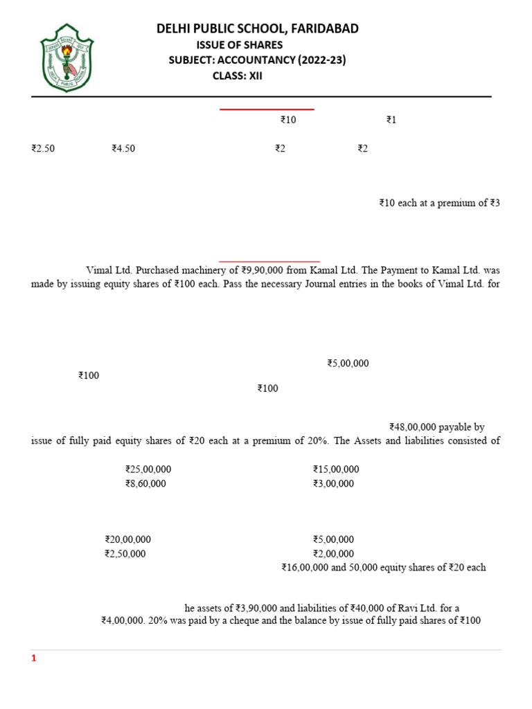 Issue of Shares and Debentures Notes 2.0 | PDF | Equity (Finance ...