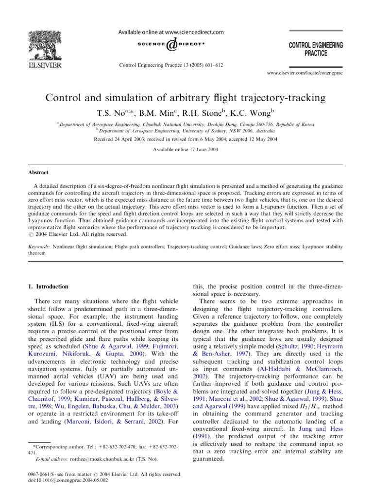 Control and Simulation of Arbitrary Flight Trajectory-Tracking | PDF ...