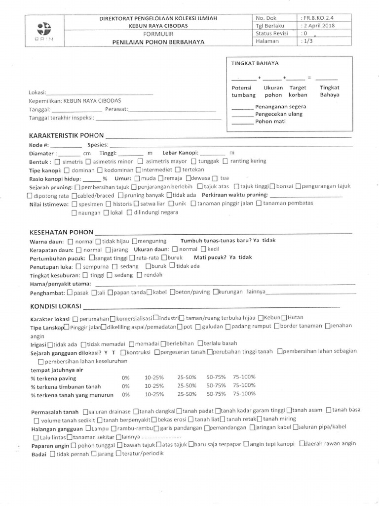 Form Manual Check Kesehatan Pohon | PDF