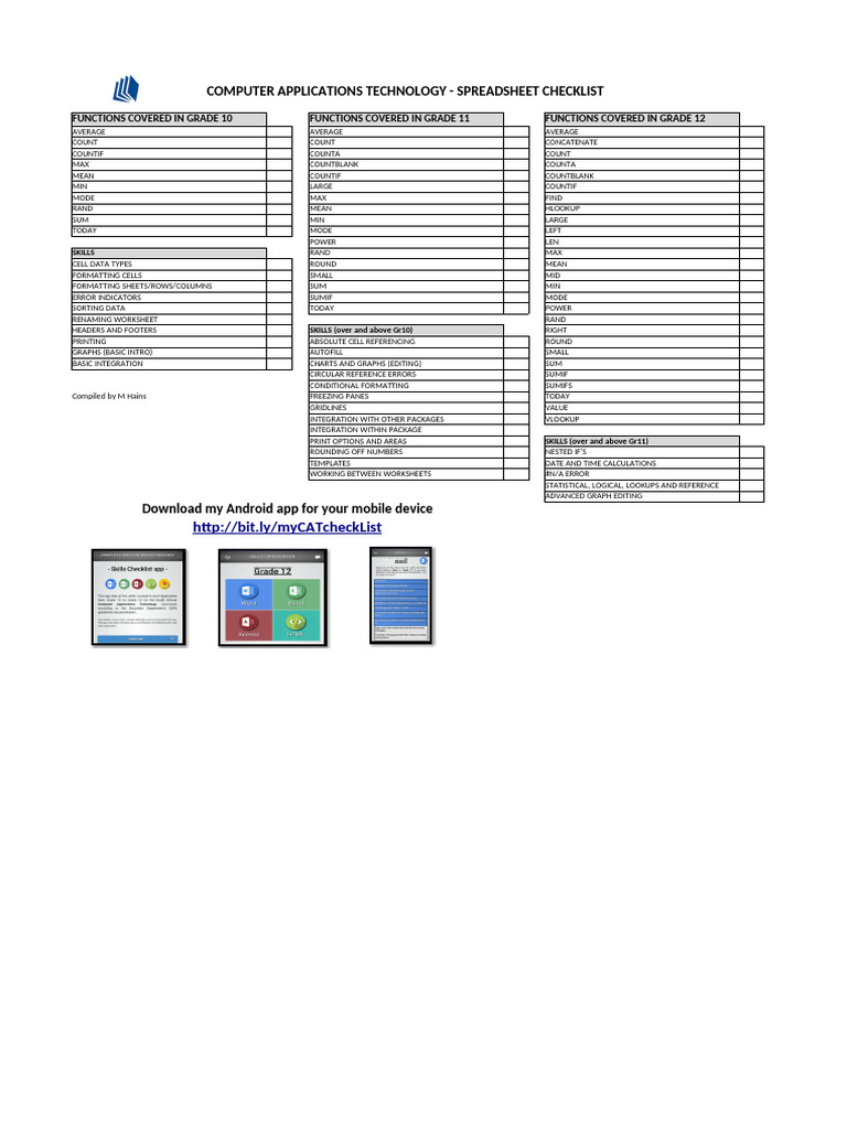 Excel Functions Checklist | PDF | Spreadsheet | Microsoft Excel