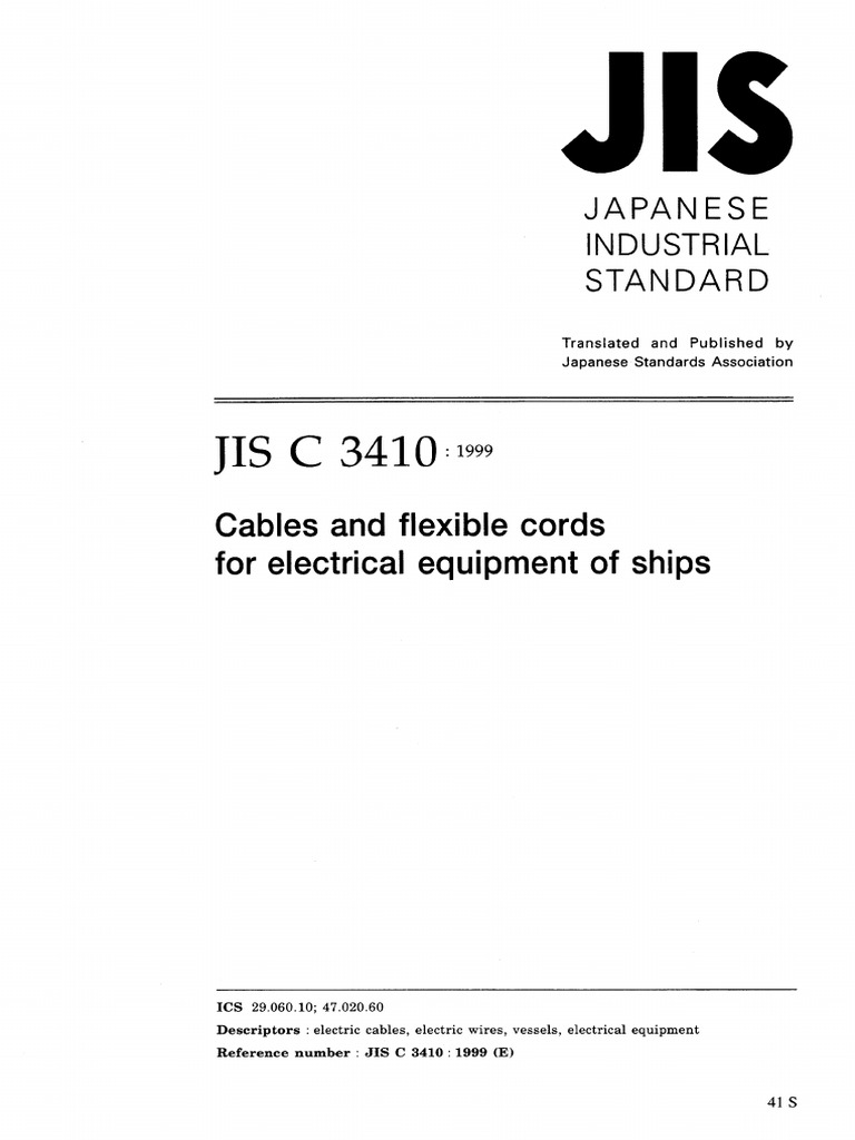 Jap Standard For Cables Jis - C - 03410 - 000 - 1999 - e - pr10 - I4 | PDF