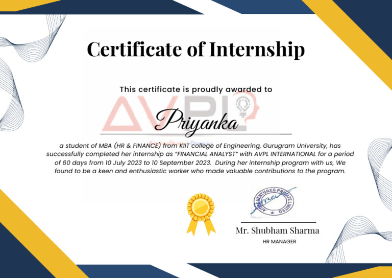 Copy of Blue and Yellow Minimalist Employee of the Month Certificate | PDF