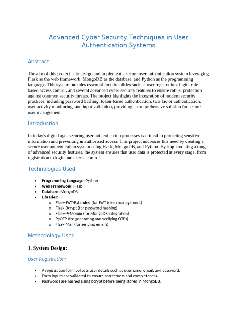 Advanced Cyber Security Techniques in User Authentication Systems | PDF ... Advanced Cyber Security Techniques in User Authentication Systems | PDF ...